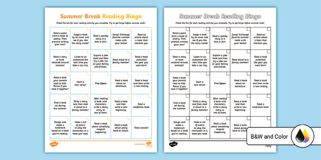Summer Break Reading Bingo for 3rd-5th Grade (teacher made)