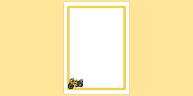 FREE! - Simple Blank Motorcycle Page Border | Page Borders | Twinkl
