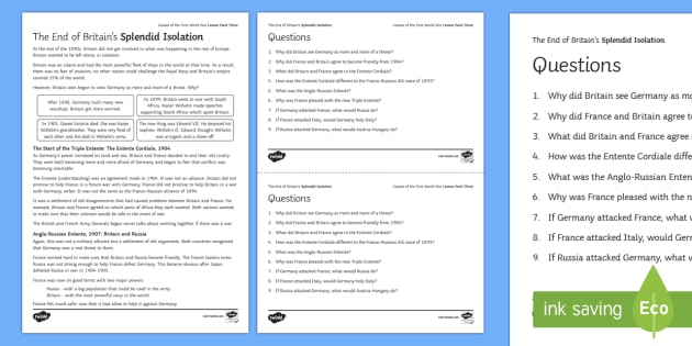 The End of Britain's Splendid Isolation Worksheet / Worksheet