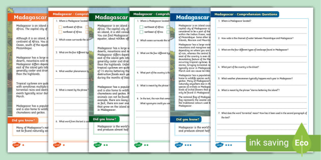 Madagascar Differentiated Reading Comprehension