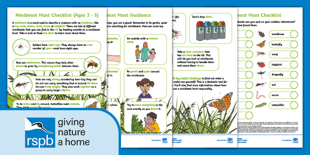 Minibeast Hunt Checklist (Ages 3 - 5)