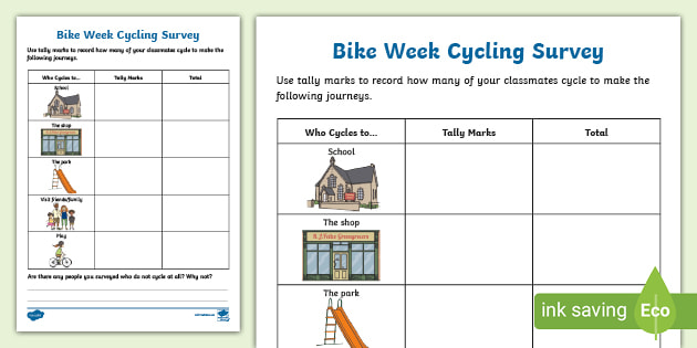 Cycling Survey Worksheet / Worksheet (teacher made)