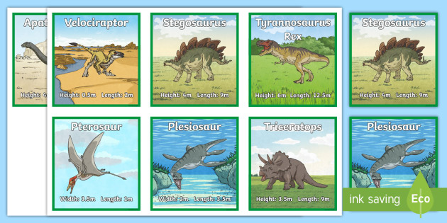 Prehistoric Creature Dimension Cards (teacher made)