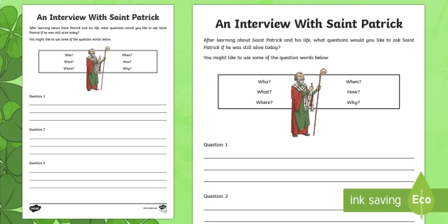 An Interview with Saint Patrick Worksheet / Worksheet - World Around Us KS2