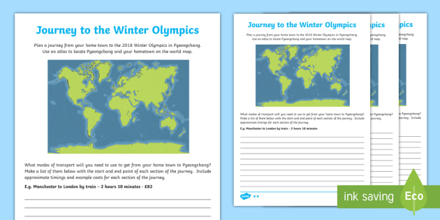 KS2 Journey to the Winter Olympics Differentiated Worksheet / Worksheet