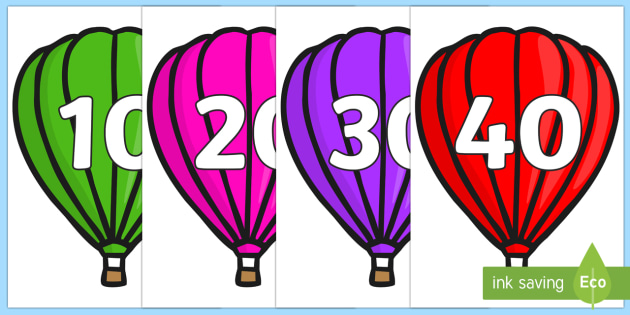 Counting by 10s on Hot Air Balloons (Plain)