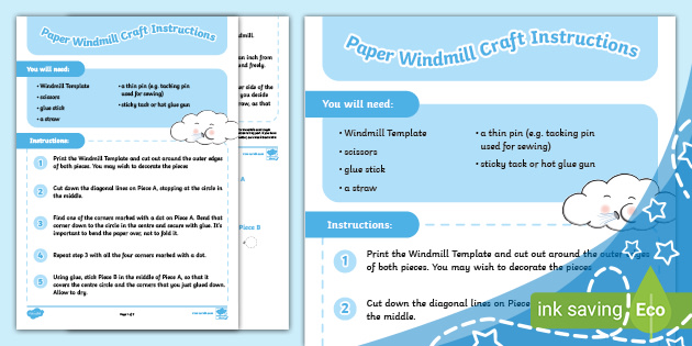 Paper Windmill Craft Instructions (teacher made)