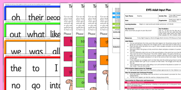 Tricky High Frequency Words Wriggly Worm EYFS Adult Input Plan and Resource