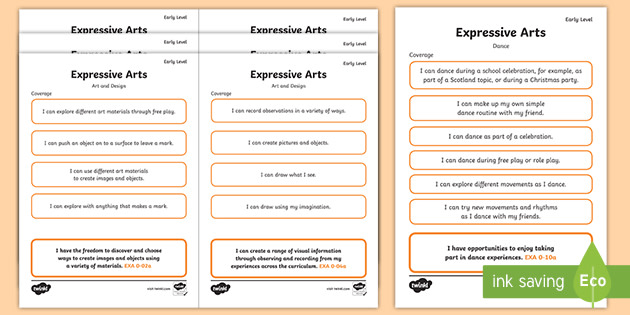 CfE Early Level Expressive Arts Child-Friendly Assessment Tracker