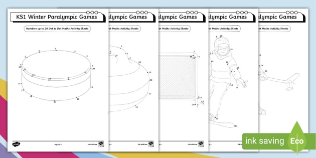 KS1 Winter Paralympic Games Numbers up to 20 Dot to Dot Maths Worksheet