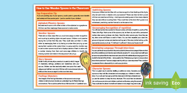How to Use Wooden Spoons in the Classroom (teacher made)