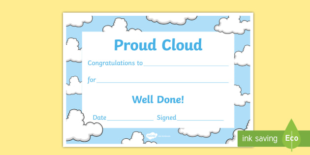 Proud Cloud Certificate (teacher made)