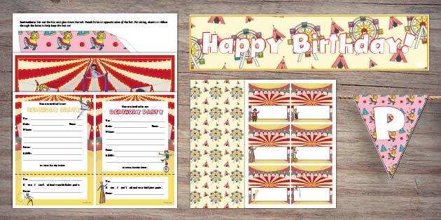Circus Birthday Party Pack | Twinkl Party (teacher made)