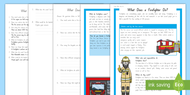 What Does a Firefighter Do? Differentiated Reading Comprehension Activity