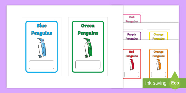 👉 Penguin-Themed Group Table Signs IKEA Tolsby Frame - Editable Penguin