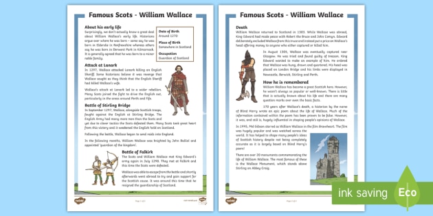 William Wallace Facts for Kids - CfE Differentiated Reading