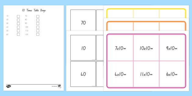 Ten Times Table Bingo (teacher made)