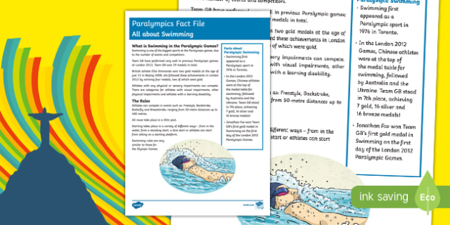 All About Swimming Rio Paralympics 2016 Fact File