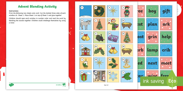 Advent Calendar Blending Activity (teacher made)