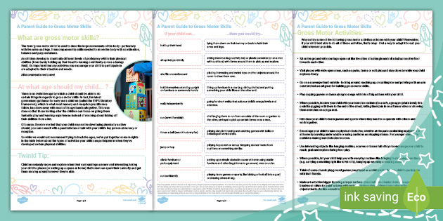 A Parent Guide to Gross Motor Skills (teacher made)