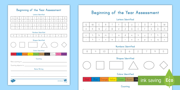 Beginning of the Year Assessment Progress Sheet Beginning of the Year Assessment Progress Sheet