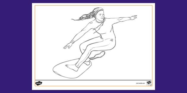 FREE! - Surfer No Background Colouring Sheet | Colouring Sheets