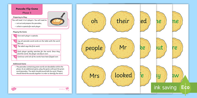 Phase 5 Tricky Word Pancake Flip Game