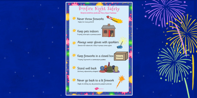 Bonfire Night Safety Posters Polish Translation