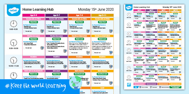 FREE! - Home Learning Hub Daily Plan Monday 15th June
