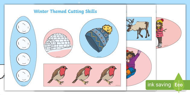 Winter Themed Cutting Skills Worksheet (teacher made)