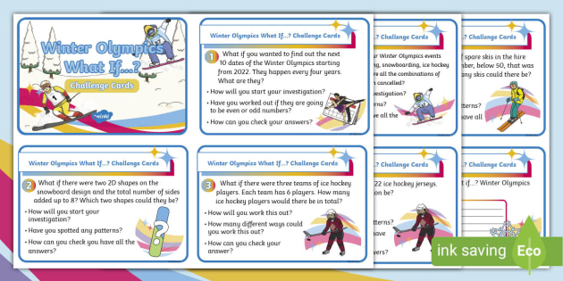 KS1 Winter Olympics What If...? Maths Challenge Cards