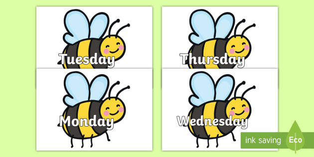 FREE! - Days of the Week on Bees (teacher made)