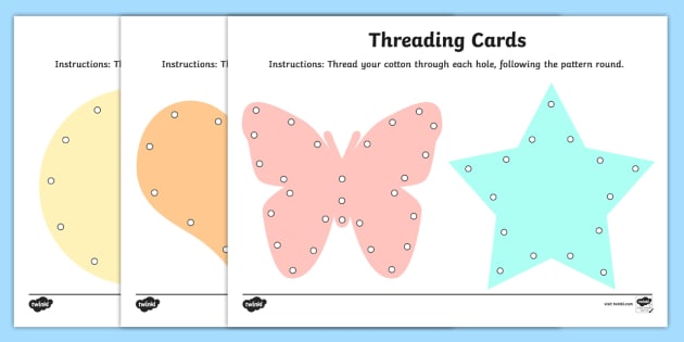 Threading Cards Templates - Fine Motor Skills Resource