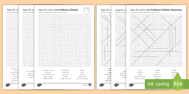 Global Issues Differentiated Word Search Spanish