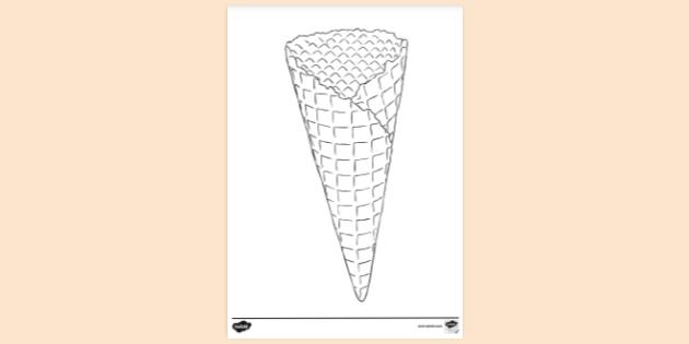 Empty Chocolate Waffle Cone Colouring | Colouring Sheets