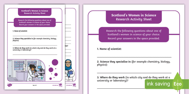 Scotland's Women in Science Research Activity Sheet