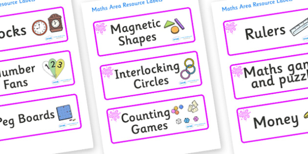 FREE! - Pink Themed Editable Maths Area Resource Labels