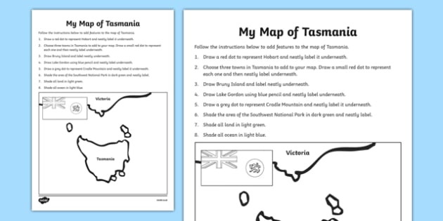 My Map of Tasmania Worksheet / Worksheet