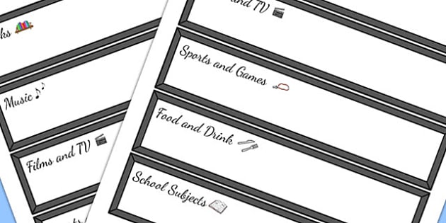 My Favourite Things Writing Template