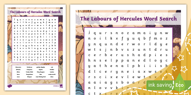 Labours of Hercules Word Search (Ages 7 - 11) (teacher made)