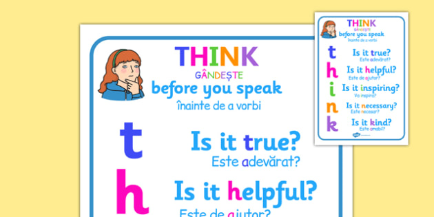 Think Before You Speak Posters | twinkl.com.au
