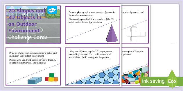 2D Shapes and 3D Objects in Outdoors Challenge Cards