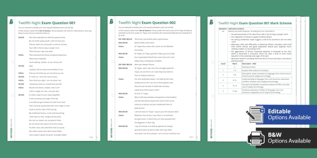 Twelfth Night Exam Questions | GCSE Shakespeare | Beyond