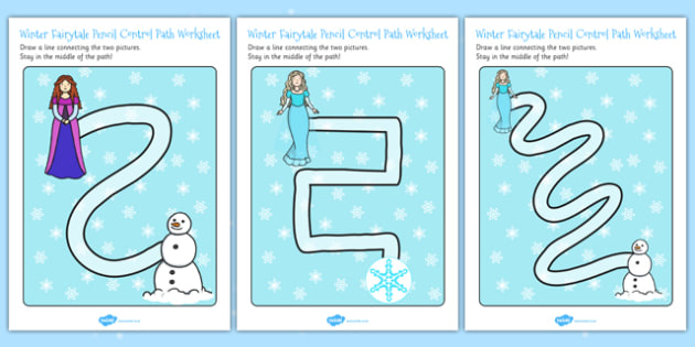 Winter Fairy Tale Pencil Control Worksheet / Worksheets