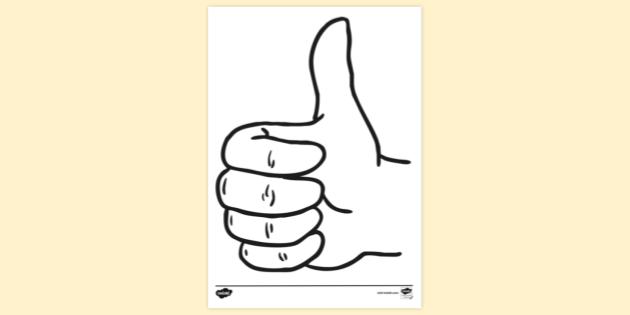 FREE! - Thumb Colouring Page - Primary Resources - Twinkl
