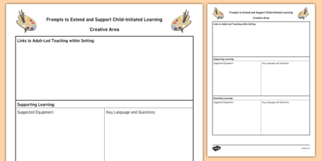 Creative Area Adult Support Prompt Sheet Template
