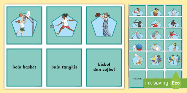 Summer Olympic Sports Matching Cards Indonesian