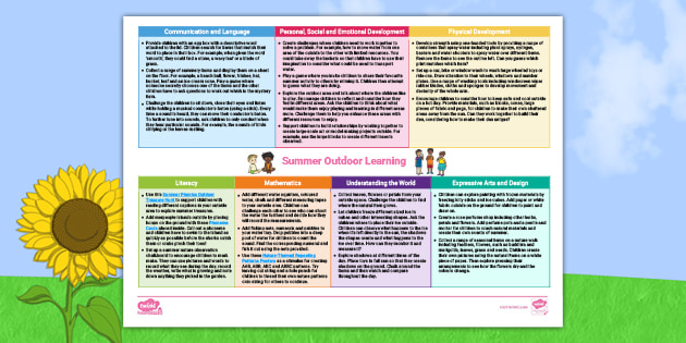 EYFS Planning Web: Summer Outdoor Learning Ideas