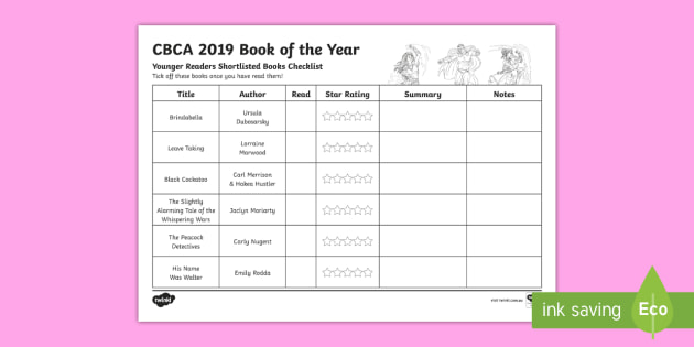 CBCA Book Week 2019 Middle Primary Reading Checklist