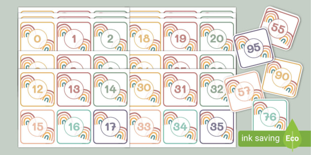 👉 Muted Rainbow Square Number Cards (teacher made)
